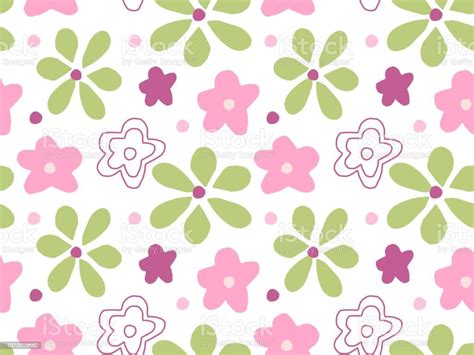 플로럴 매끄러운 패턴 핑크 그린 핸드 그린 꽃 스케치 반복 꽃 콜라주 벡터 일러스트 봄 여름 디자인 벽지 직물 포장 개화기에 대한 스톡 벡터 아트 및 기타 이미지 Istock