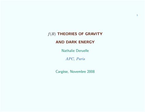 Pdf F R Theories Of Gravity And Dark Energy Nathalie Deruellecosmo