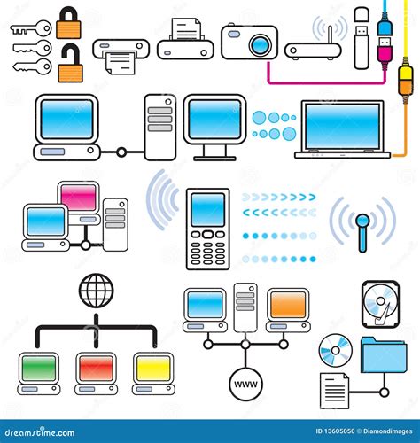Networking Connectivity And Technology Design Set Stock Vector