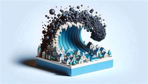 3d Flat Icon Carbon Tsunami Visualizing The Overwhelming Wave Of