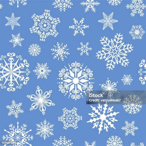 겨울 눈송이 매끄러운 패턴 크리스마스 얼음 조각 눈 결정과 눈송이 벡터 배경과 Xmas 선물 포장지 텍스처 0명에 대한 스톡 벡터 아트 및 기타 이미지 Istock