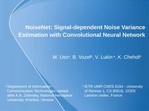Pdf Noisenet Signal Dependent Noise Variance Estimation With