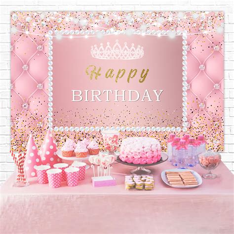 Personalized Backdrop For Birthday Pink Sparkle Pearl Backdrop Rr1 47