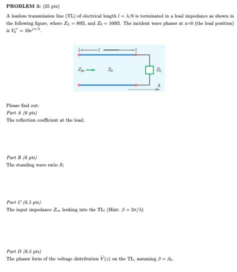 Solved A Lossless Transmission Line TL Of Electrical Chegg Com