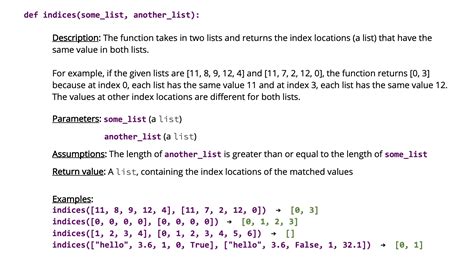 Solved F Indicessomelist Anotherlist Description The