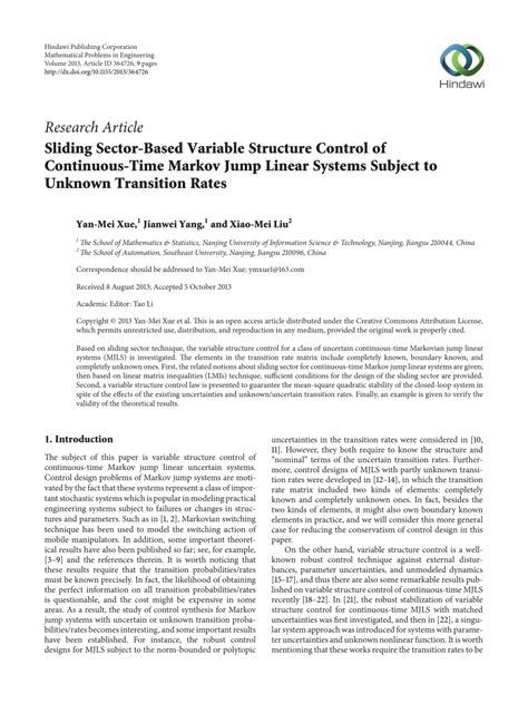 Pdf Sliding Sector Based Variable Structure Control Of Continuous