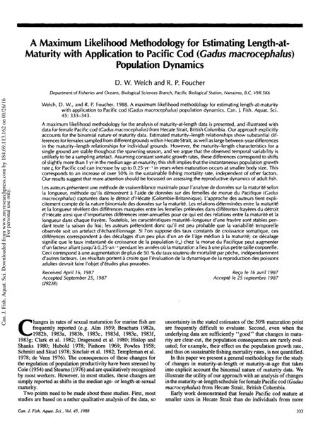 Pdf A Maximum Likelihood Methodology For Estimating Length At