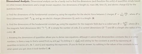 Solved Dimensional Analysis Dimensional Analysis Can Be A Chegg Com