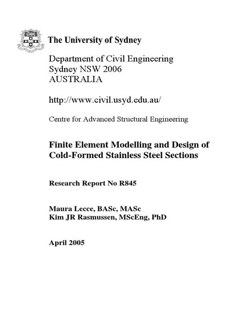 pdf finite element modelling and design of cold formed steel sections
