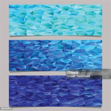 Geometrical Abstract Triangle Polygon Pattern Mosaic Banner Background Template Set Vector