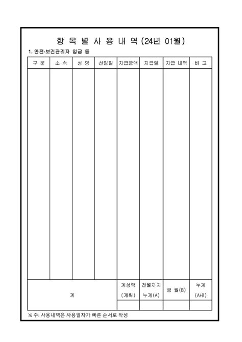 2024년 안전보건관리비 사용내역서 서식 공유 [엑셀 파일첨부]