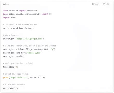 Selenium Automation Testing With Python Royal Cyber