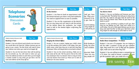 Telephone Discussion Cards 1st 2nd Class Resources