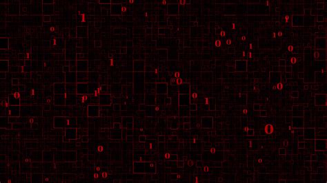 Animated Binary Red Color Abstract Box Pattern Dark Technology