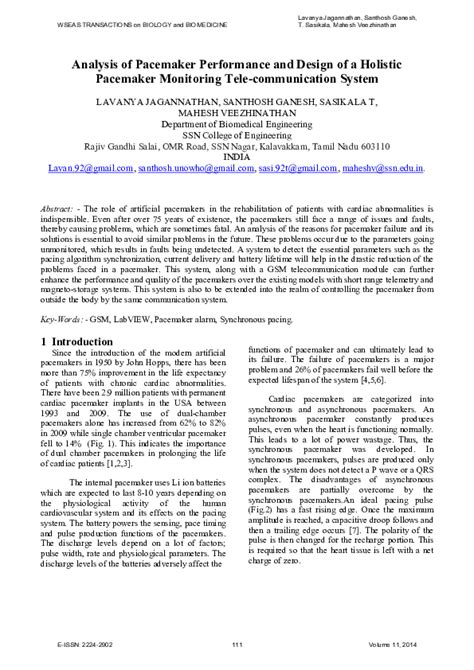 Pdf Analysis Of Pacemaker Performance And Design Of A Holistic