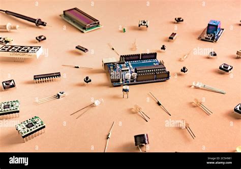 micro electronics arduino diy components on a light background top