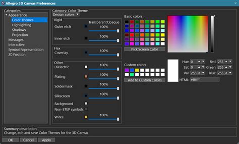 Allegro Version 2310008 3d Canvas Preferences Color Assignments