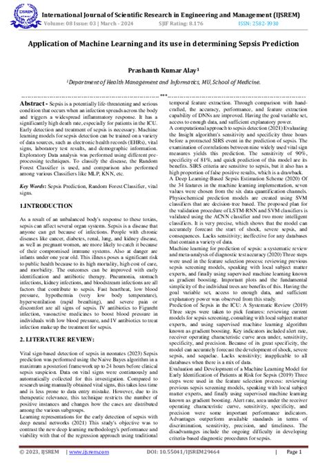 Pdf Application Of Machine Learning And Its Use In Determining Sepsis