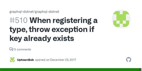 when registering a type throw exception if key already exists · issue 510 · graphql dotnet