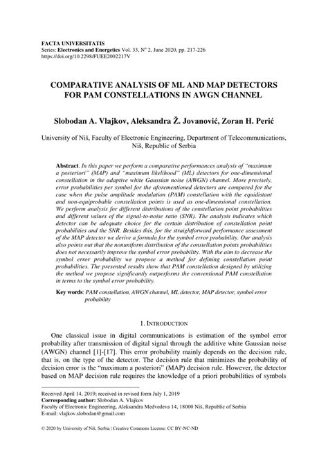 Pdf Comparative Analysis Of Ml And Map Detectors For Pam