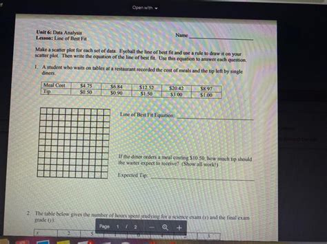 Solved Open With Unit 6 Data Analysis Name Lesson Line Of