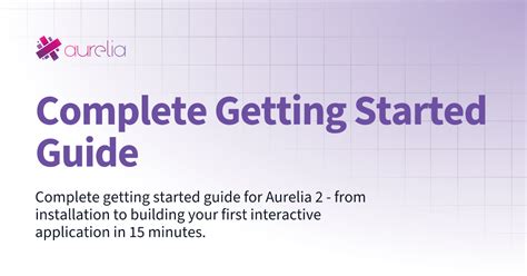 Complete Getting Started Guide The Aurelia 2 Docs