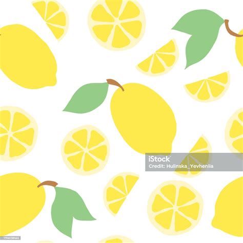 귀여운 노란색 레몬과 슬라이스 실루엣과 아름다운 원활한 낙서 패턴 손으로 그린 트렌디 한 배경 디자인 배경 인사말 카드 초대장 직물 및 직물 0명에 대한 스톡 벡터 아트 및
