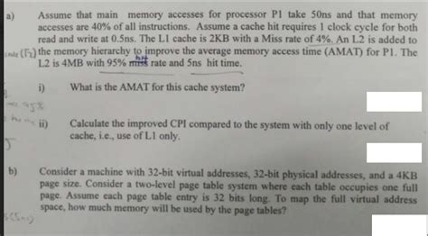 Solved A Assume That Main Memory Accesses For Processor P1