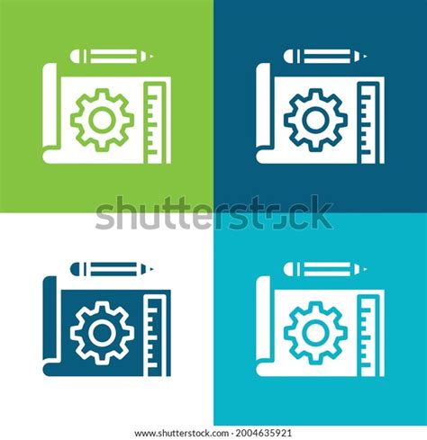 Blueprint Flat Four Color Minimal Icon Stock Vector Royalty Free 2004635921 Shutterstock