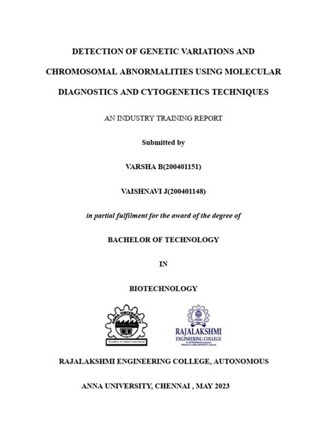 Detection Of Genetic Variations And Chromosomal Abnormalities Using Molecular Diagnostics And