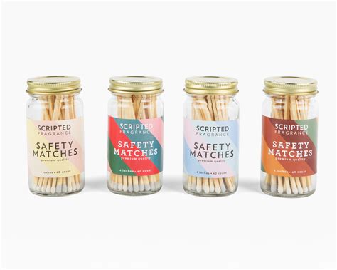 4 Glass Jar Matches Premium Safety Matches By Scripted Fragrance