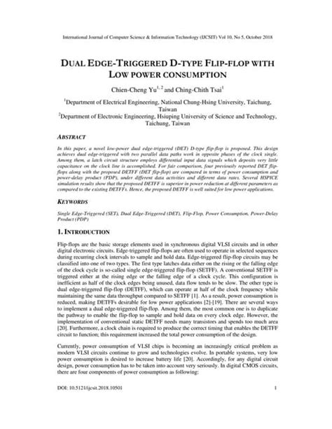 Dual Edge Triggered D Type Flip Flop With Low Power Consumption Pdf
