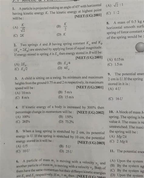 A Particle Is Projected Making An Angle Of 45 { Circ} With Horizontal