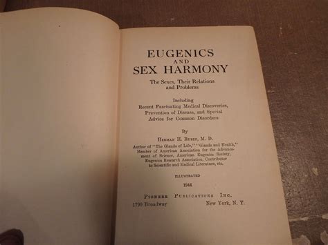 7c 1944 Edition Eugenics And Sex Harmony By Herman Etsy