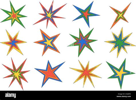 Star Shapes Vector Icons Abstract Shiny Irregular Sparkles Sharp Burst Graphic Elements