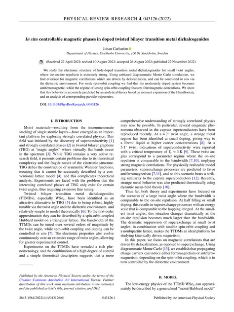 Pdf In Situ Controllable Magnetic Phases In Doped Twisted Bilayer Transition Metal Dichalcogenides