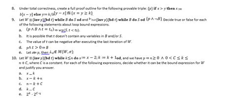 Solved 6 Create The Minimal Proof Outline Under Partial