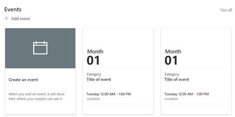 sharepoint events widget home page not displaying categories when