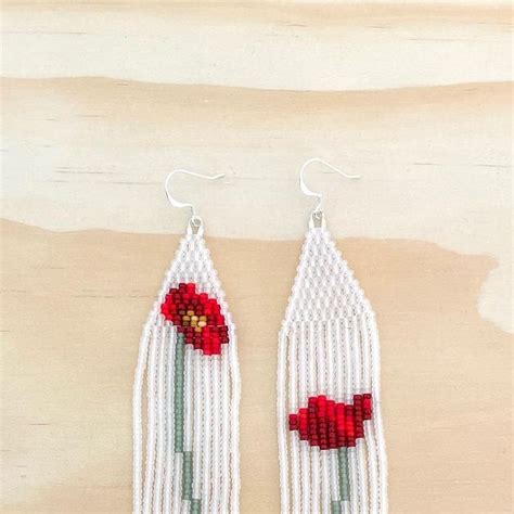 Beaded Poppy Outline Brick Stitch Poppy Bead Tutorial Bead Work