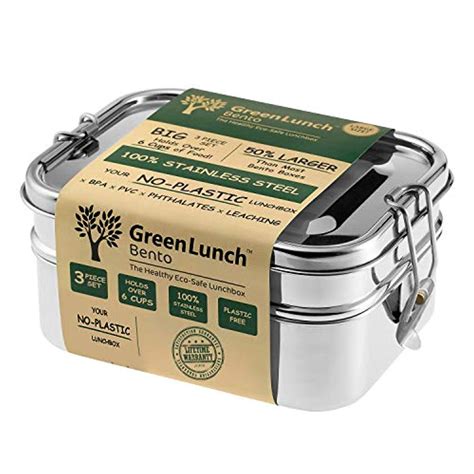 Stainless Steel 3 In 1 Bento Lunch Box With Pod Insert Holds 6 Cups