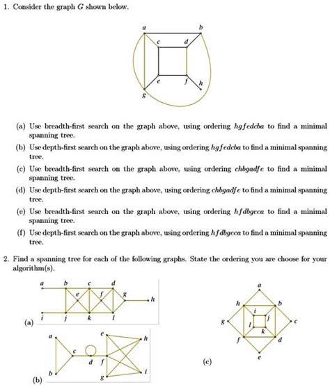 solved 1 consider the graph g shown below a use breadth first