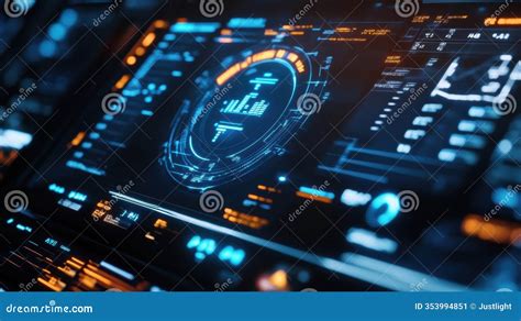 Futuristic Head Up Display Showing Complex Data Analysis And Processing Information Stock Image