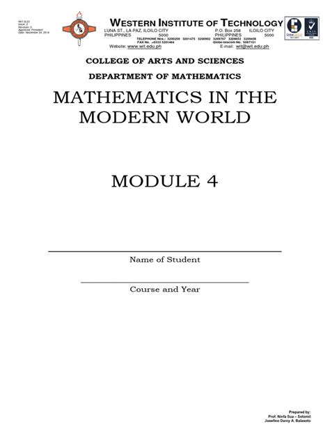 Mathematics In Modern World Module Pdf Set Mathematics Integer