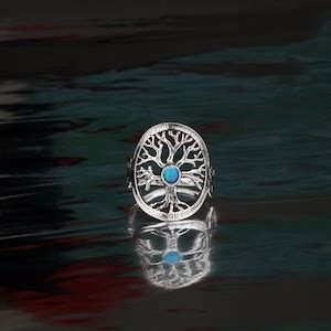 Tree Of Life Ring Silver Opal Ring Geometric Ring Tree Ring Etsy