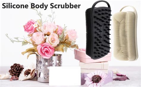 Cinlitek 2pack Dual Sided Silicone Body Scrubber For