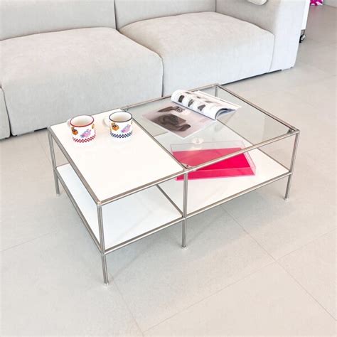 와이드 사각 소파 테이블 모듈가구 거실 투명 강화유리 좌탁 좌식 티테이블 아크리코