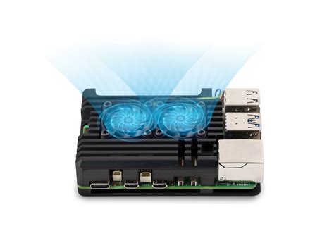 Aluminium Alloy Case For Raspberry Pi 5 Dual Cooling Fans Điện Tử Proe