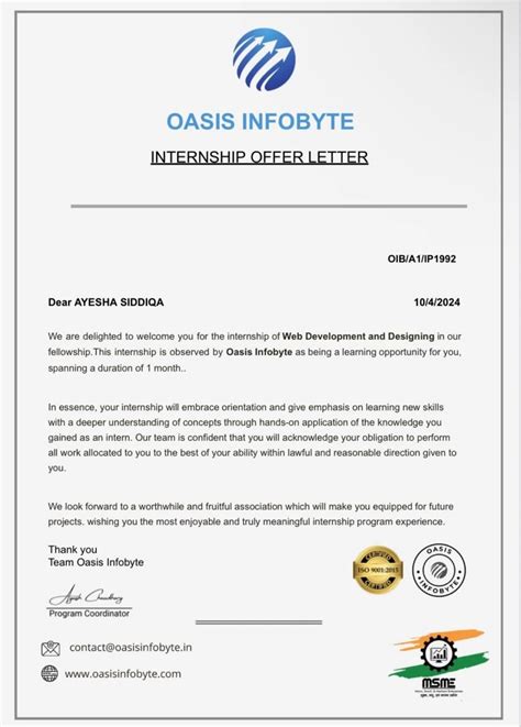 webdevelopment internship careergrowth excitingopportunity… ayesha siddiqa