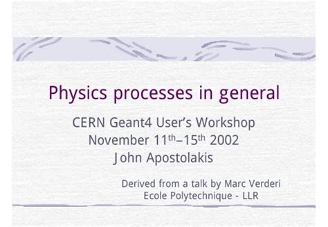 Physics Processes In General Geant4 Cern