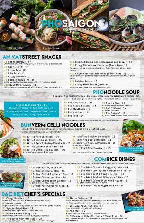 Pho Menu In Moses Lake Washington Usa